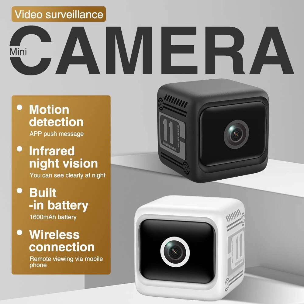 1080p HD Mini Smart Security Camera 130 Wide Angle Infrared Night Visi